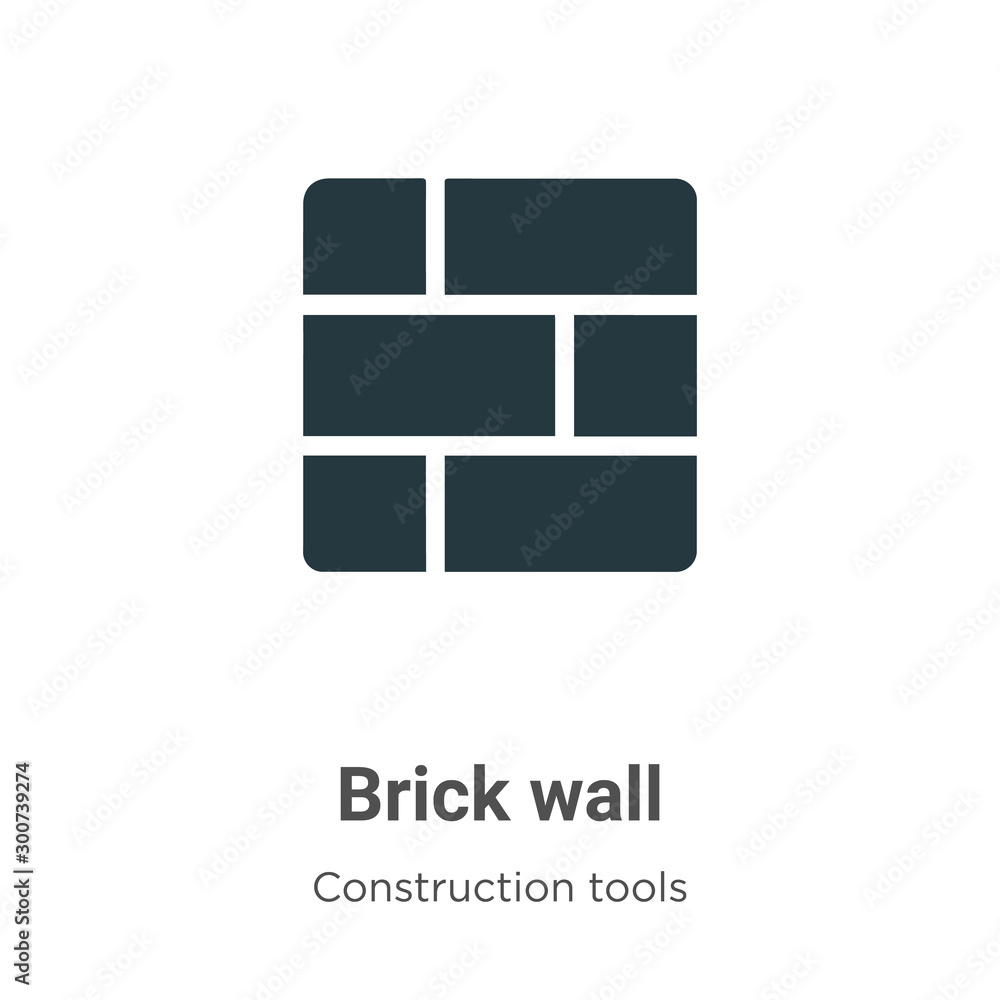 Brick wall vector icon on white background. Flat vector brick wall icon ...
