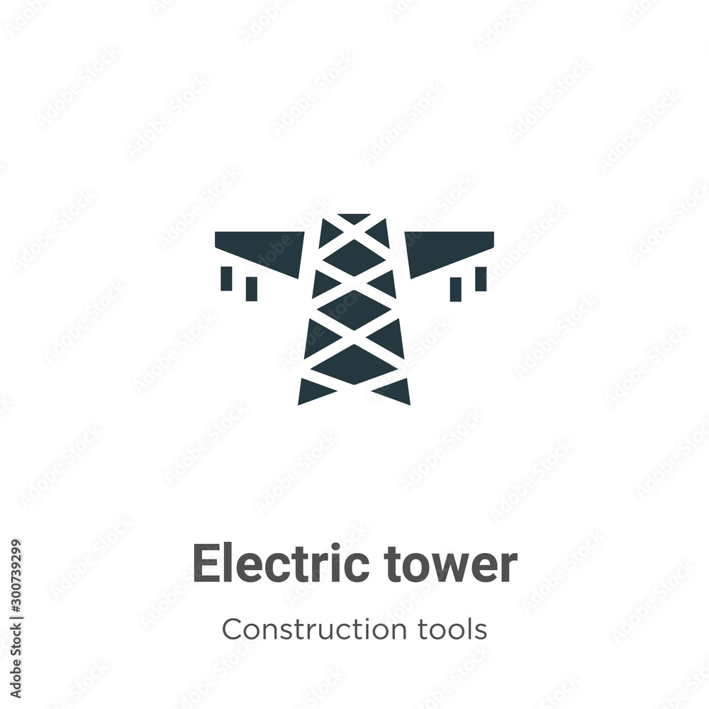 Electric tower vector icon on white background. Flat vector electric ...