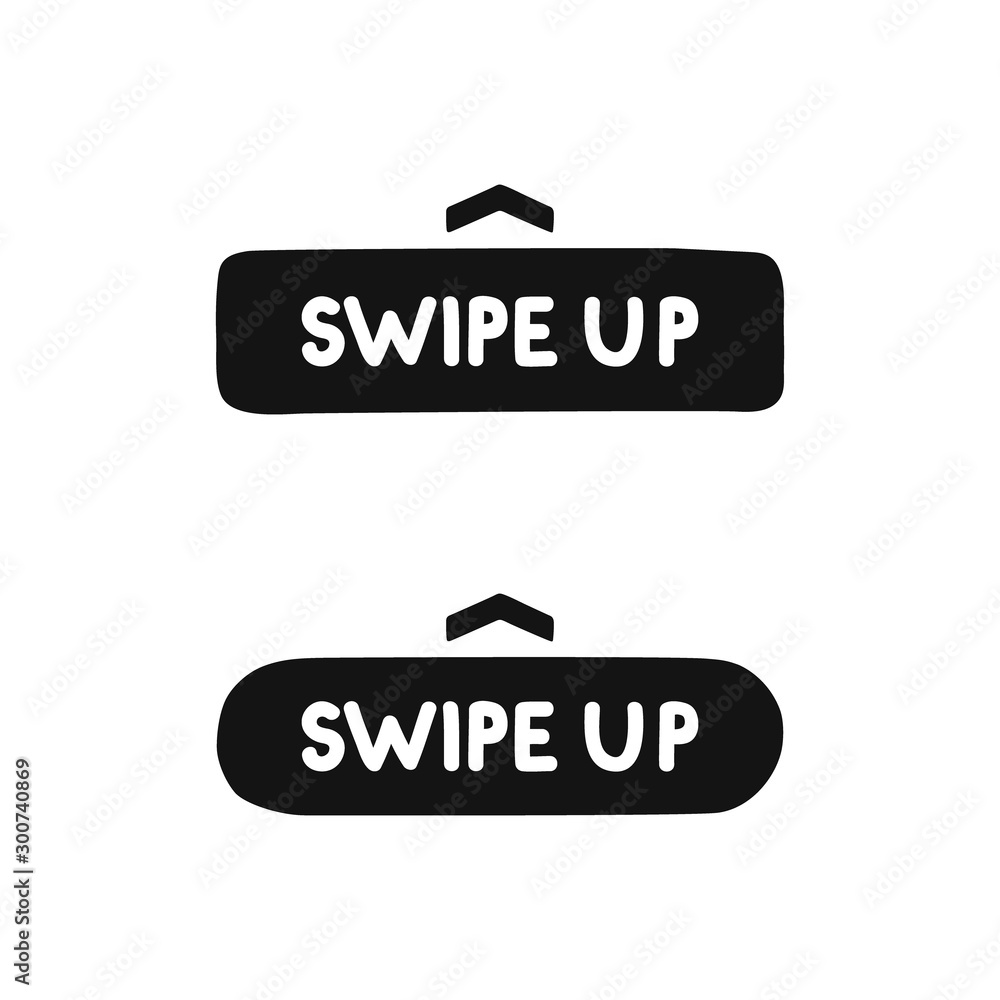 Hand drawn swipe up icon set isolated on white background for social ...