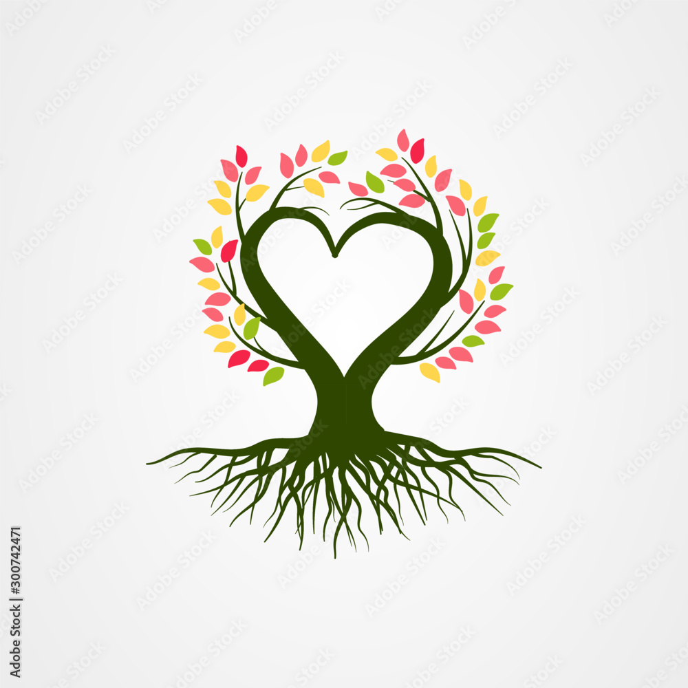 Abstract tree vector illustration with branch heart shaped Stock Vector ...