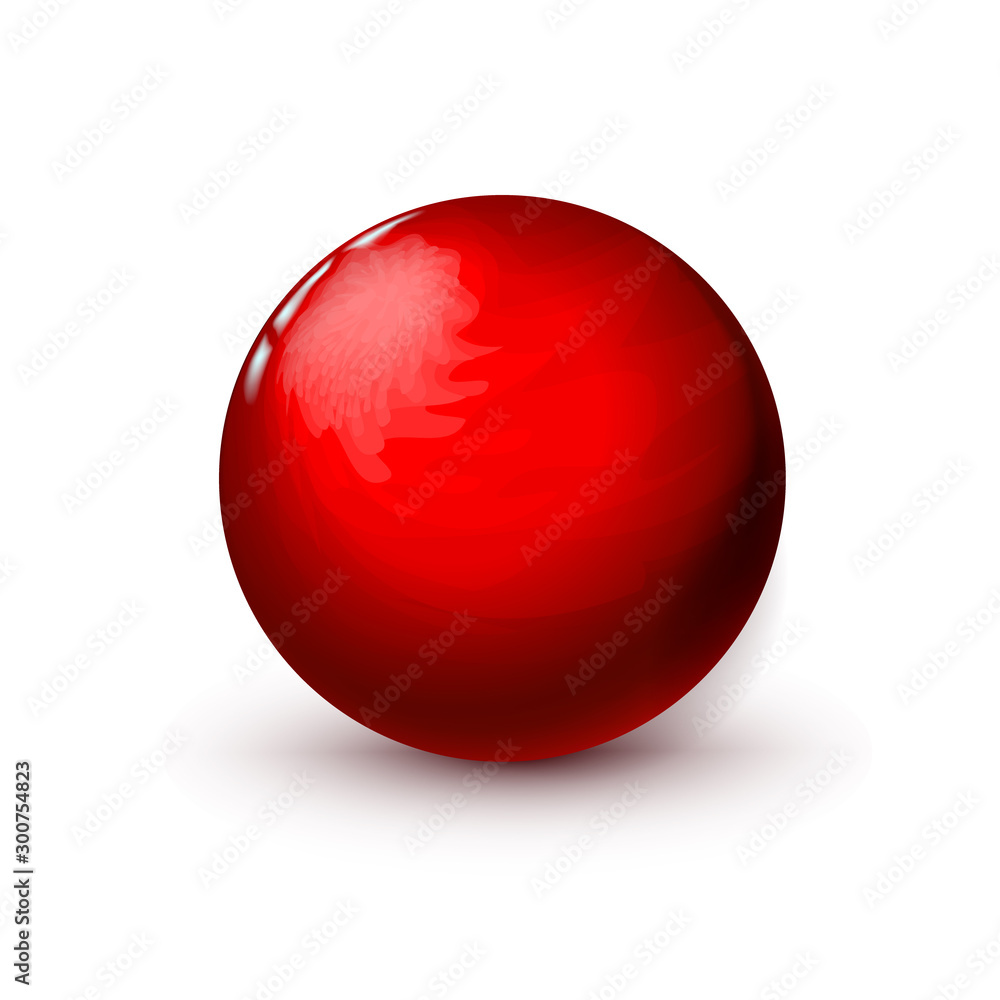 Red glossy textured in streaks sphere, polished ball. Mock up of clean ...