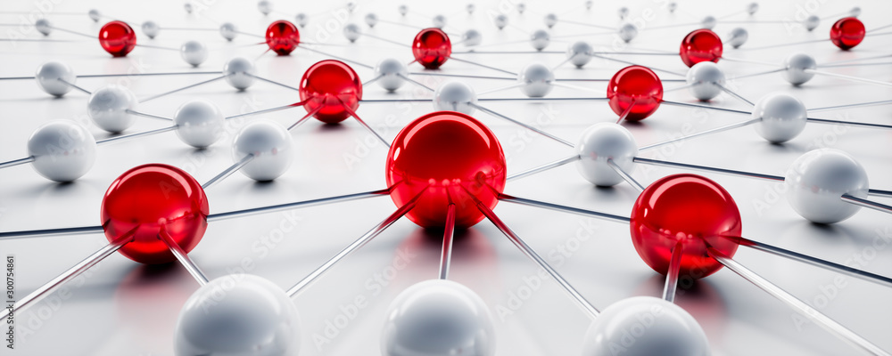 Red and white sphere network structure - abstract design connection ...
