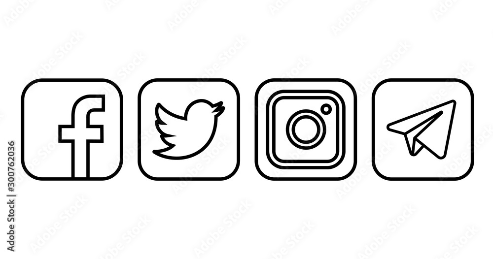 Social media icons illustration. facebook, twitter instagram and ...
