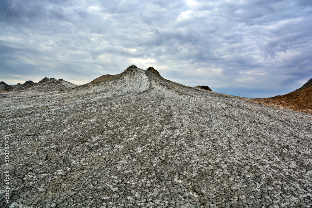 Mud Volcanoes in Gobustan near Baku Azerbaijan. A mud volcano or mud ...