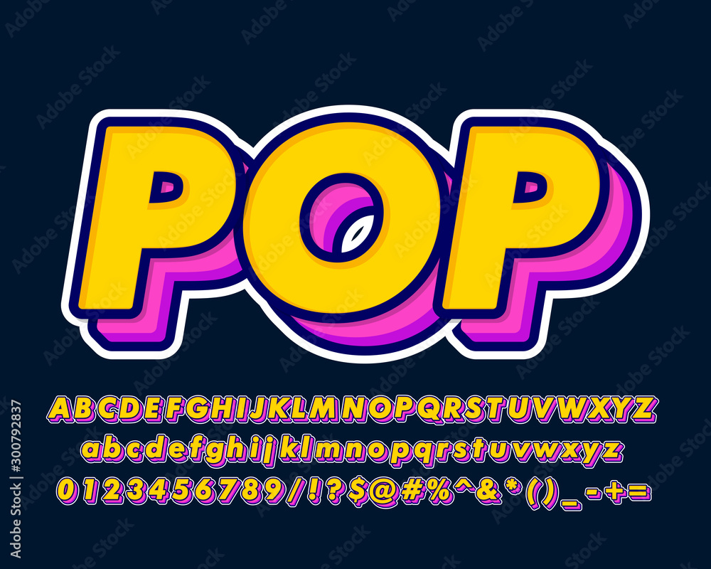 Bold pop art text effect with simple color design for pop music and ...