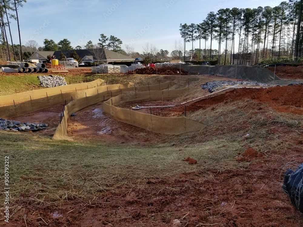 Apartment Homes Civil Construction Detention Pond Site Plan Stock Photo ...