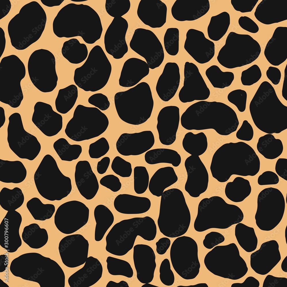 Seamless repeat pattern with abstract animal spots pattern in black and ...