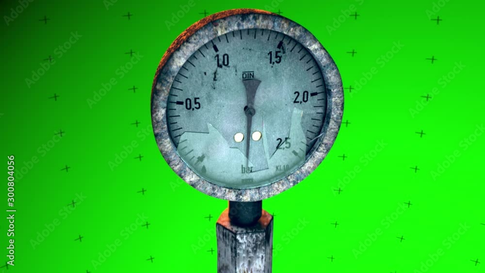 an animated pressure-gauge that has a removable green screen in its ...