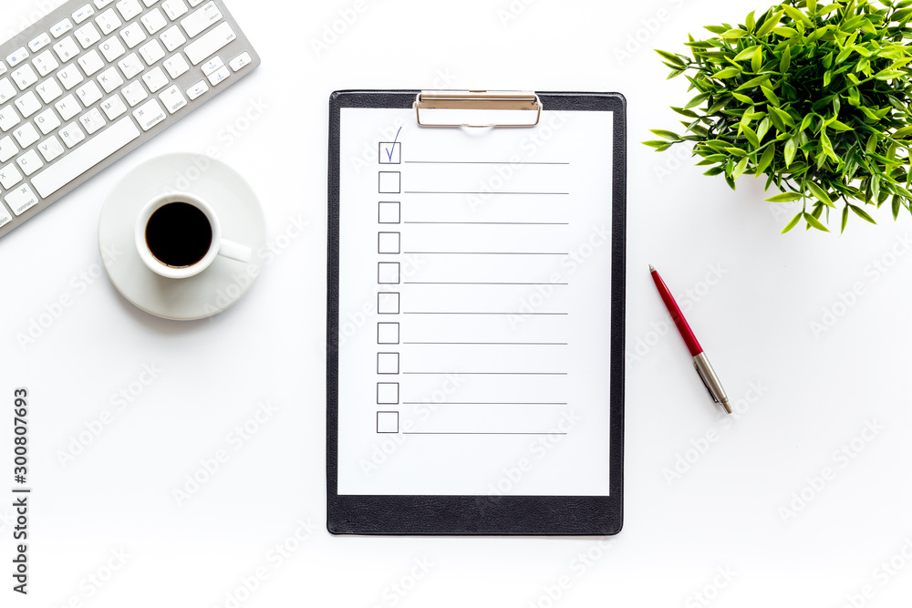 Empty check list ready to fill on white background top view Stock Photo ...