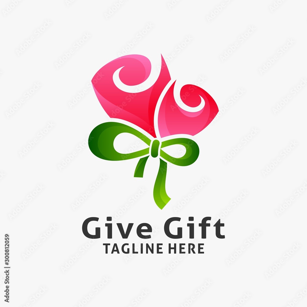 Gift flower logo design Stock Vector | Adobe Stock