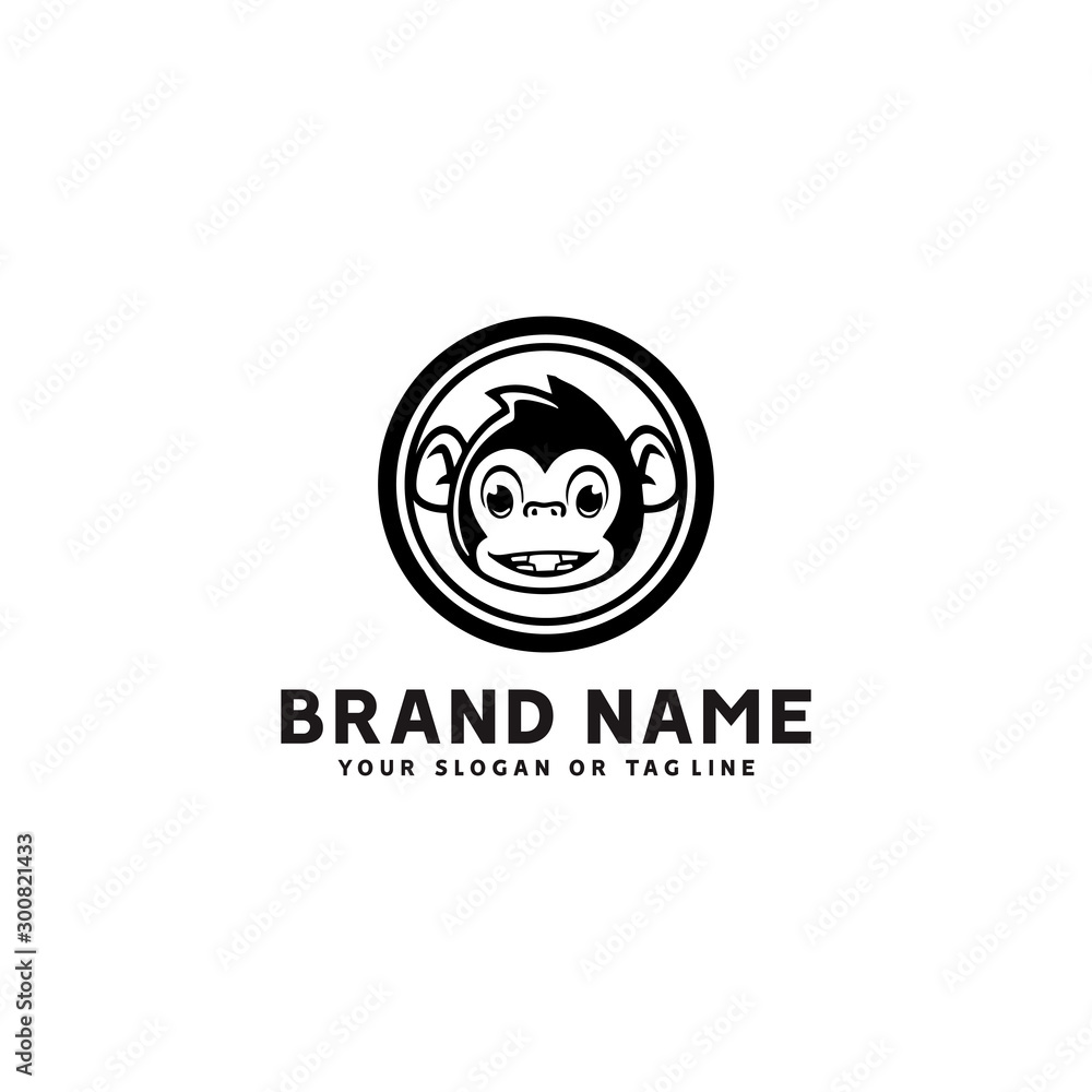 monkey logo design vector template white background Stock Vector ...