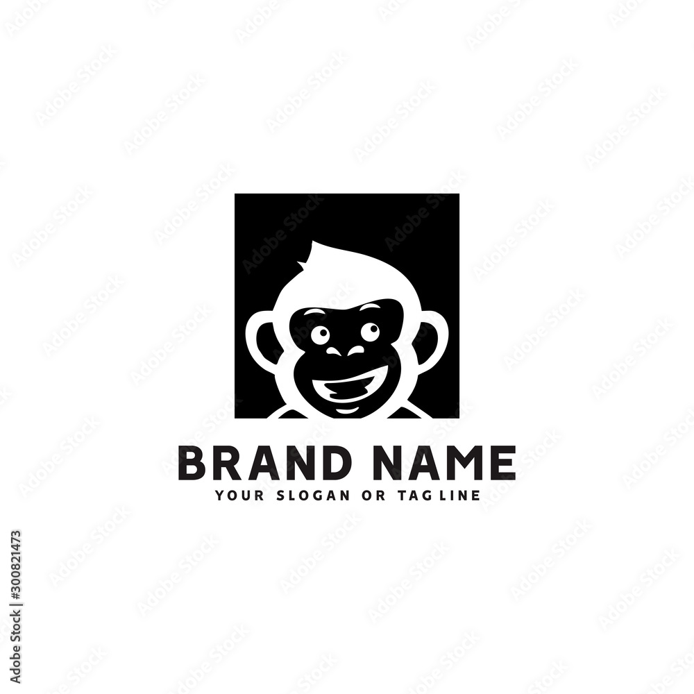 monkey logo design vector template white background Stock Vector ...