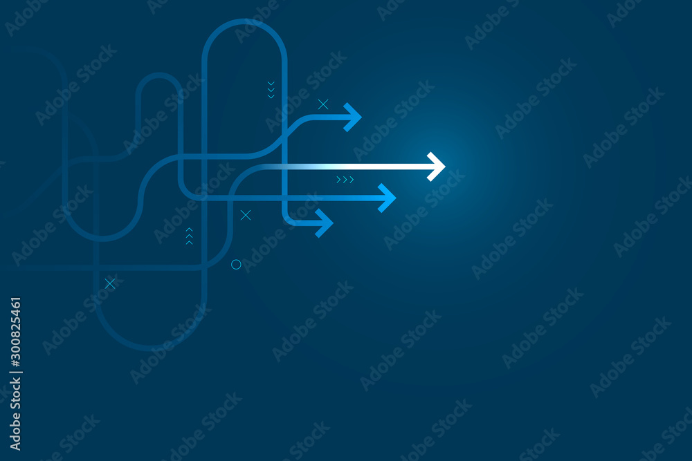 Abstract arrow direction illustration, copy space composition, business ...