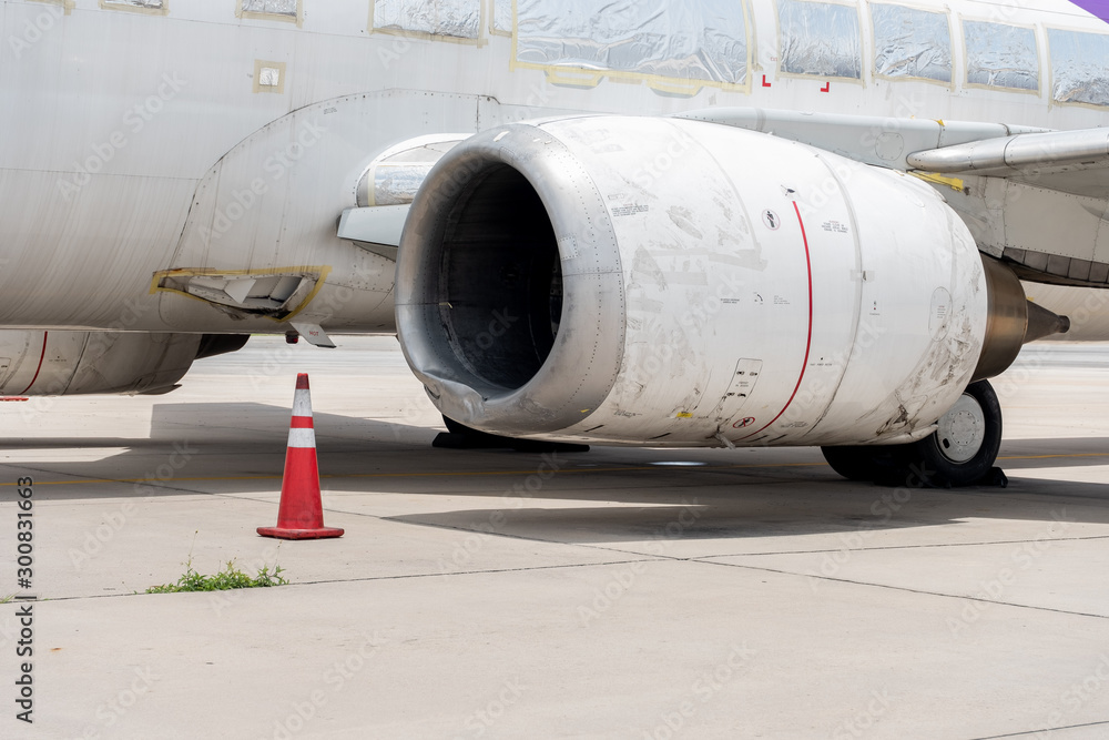 SCARP ENGINE OF AN AIRCRAFT.JUNK PLANE PARK AT THE AIRPORT. Stock Photo ...
