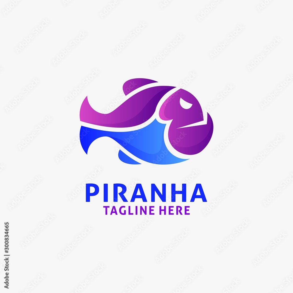 Piranha fish logo design Stock Vector | Adobe Stock