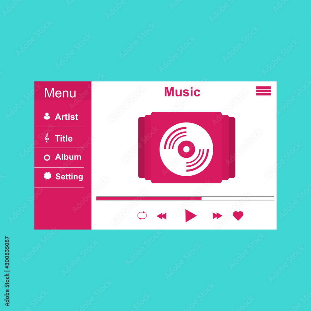 Music design. Online concept. Media illustration to enjoy their time ...