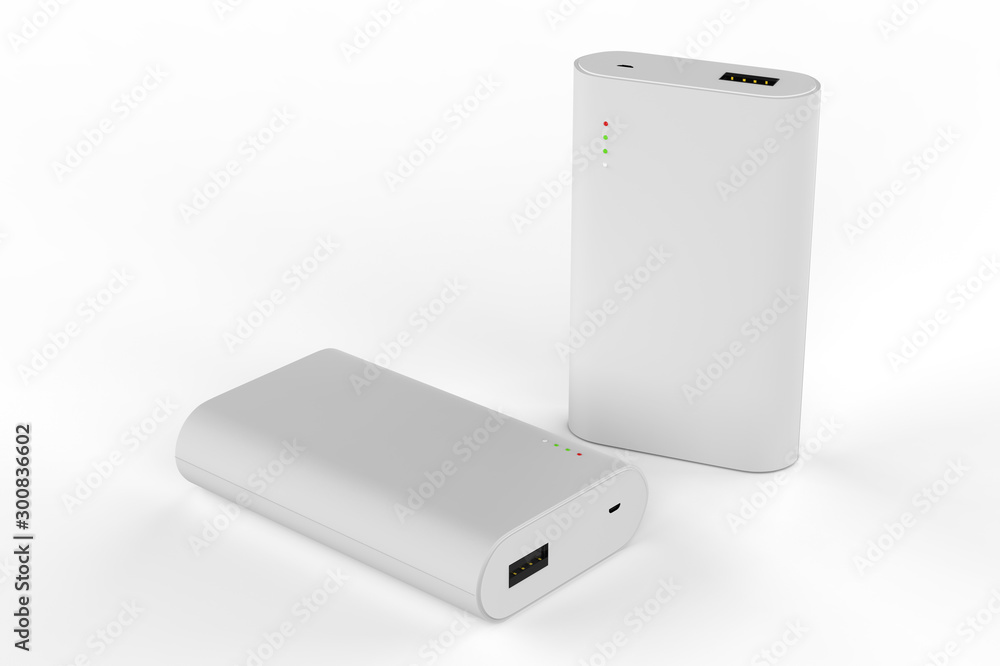 Portable external rechargeable mobile device battery charger. USB power ...