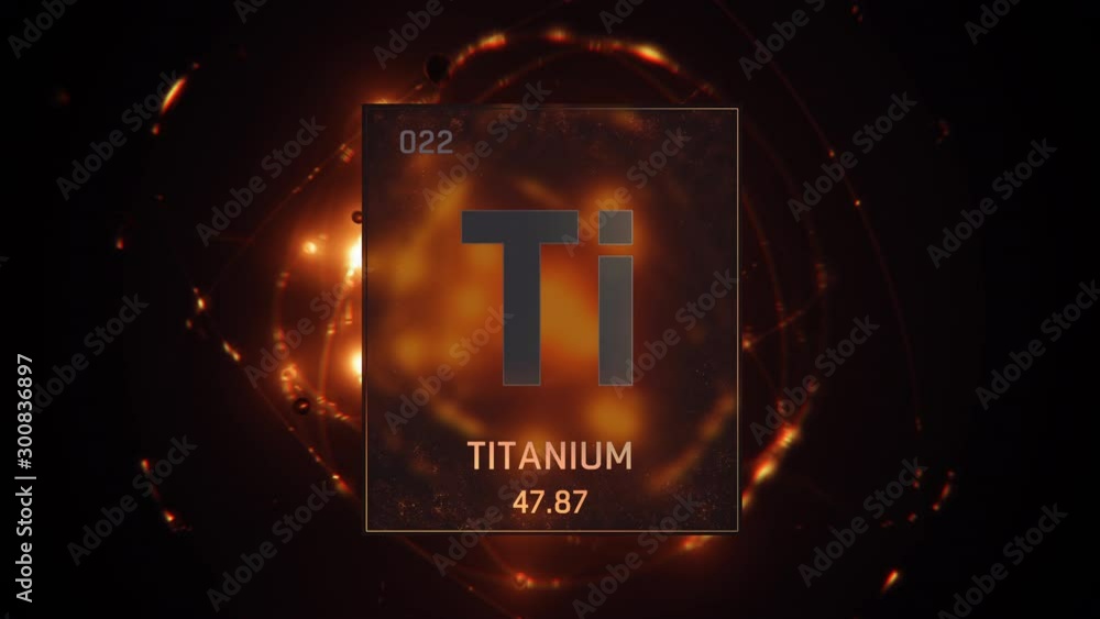 Titanium as Element 22 of the Periodic Table. Seamlessly looping 3D ...
