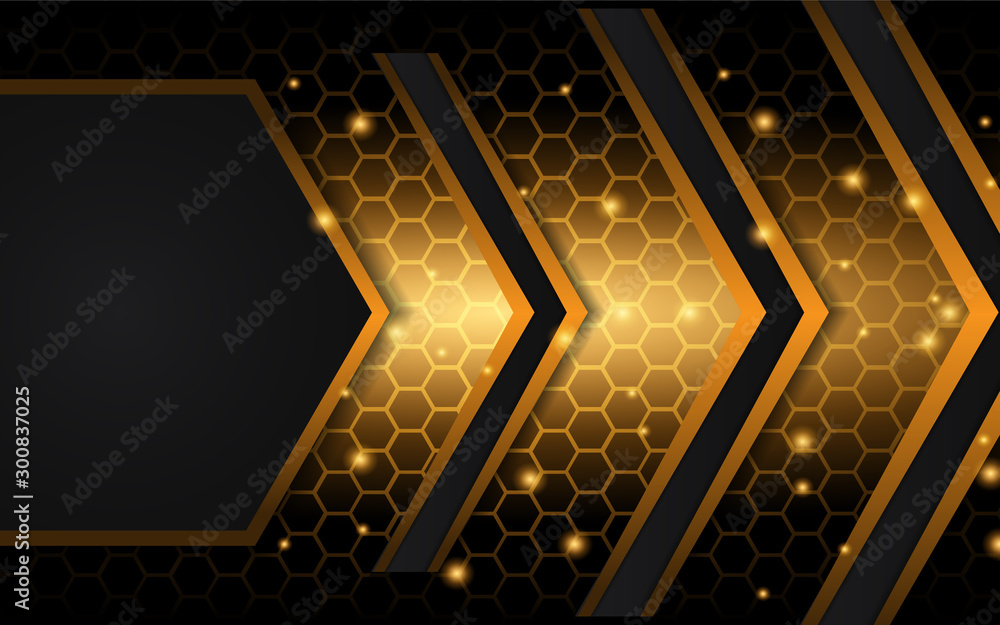 Abstract black and yellow texture metal shapes background. Bright ...