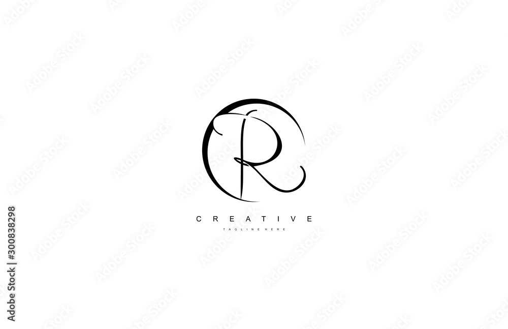 R letter Stylized Circle Shape Signature Monogram Elegant Logotype ...