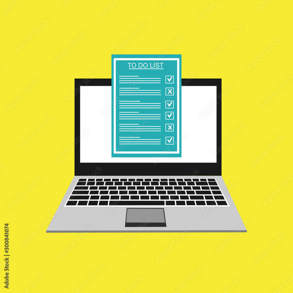 Computer and do to list vector illustration, flat cartoon pc monitor ...