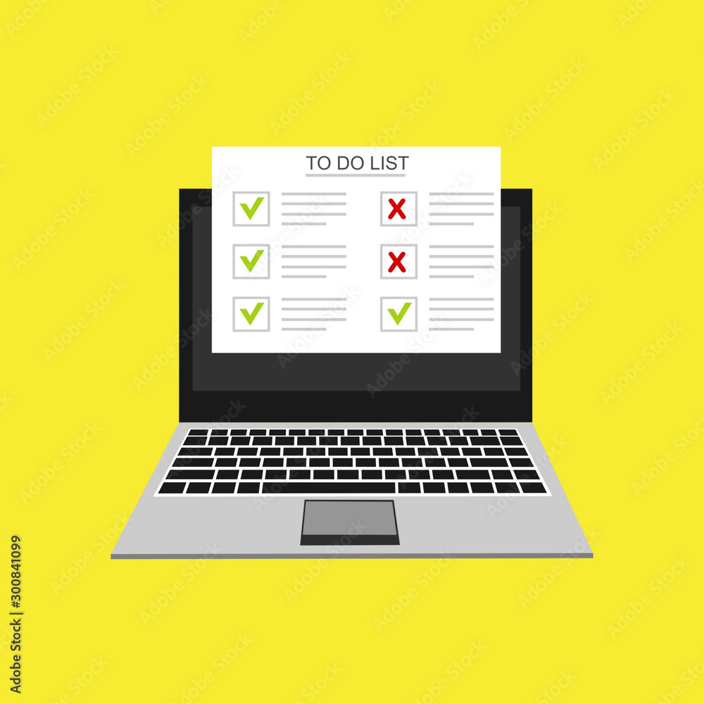 Computer and do to list vector illustration, flat cartoon pc monitor ...