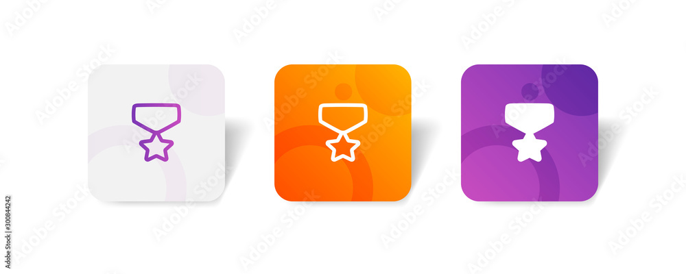 Star badge round icon in outline and solid style with colorful smooth ...