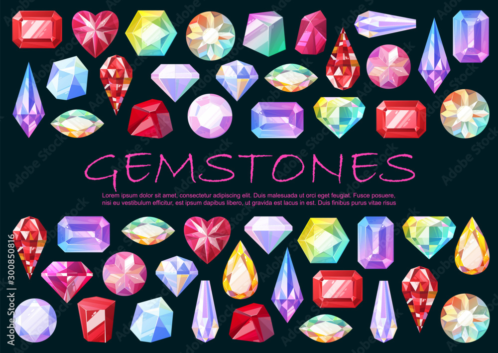 Poster Precious stones, cut gemstones and brilliants – Muurposter ...