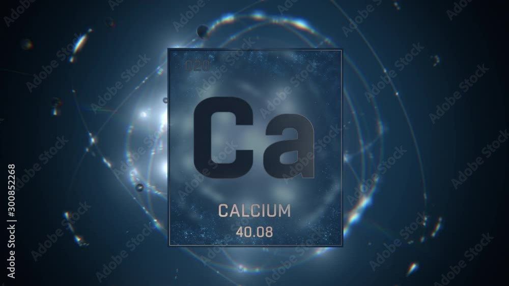 Calcium as Element 20 of the Periodic Table. Seamlessly looping 3D ...