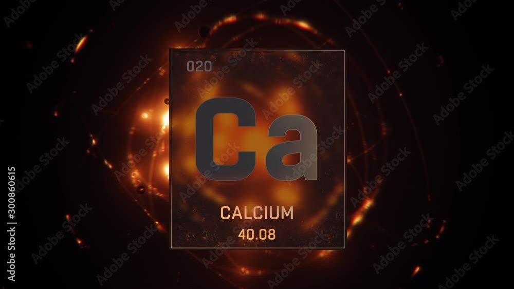 Calcium as Element 20 of the Periodic Table. Seamlessly looping 3D ...