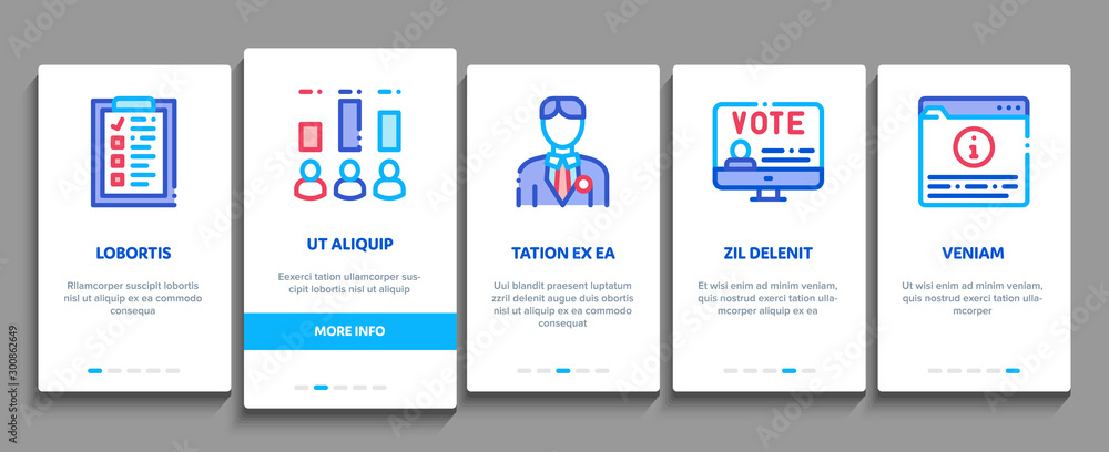Voting And Election Onboarding Mobile App Page Screen Vector Thin Line ...