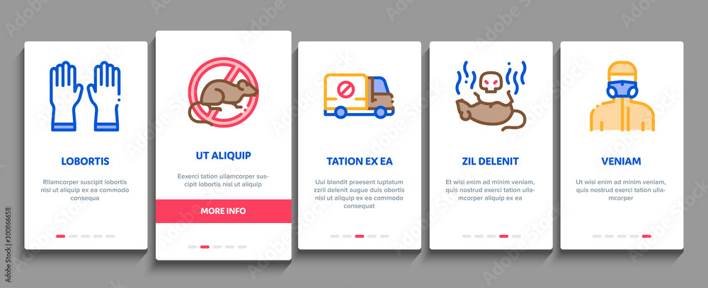 Rat Protect Onboarding Mobile App Page Screen Vector Thin Line. Rat ...