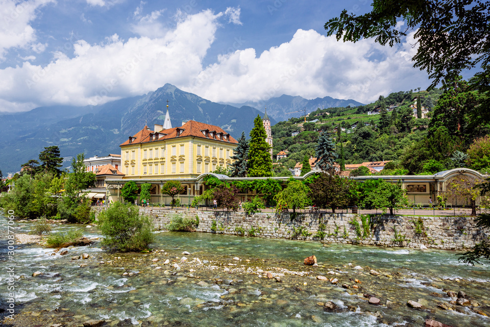 MERANO, ITALY - JULY 20, 2019 - Merano Winterpromenade along the ...