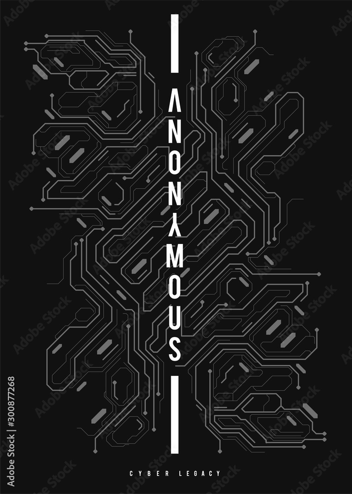 Cyberpunk futuristic poster. Tech Abstract poster template with HUD ...