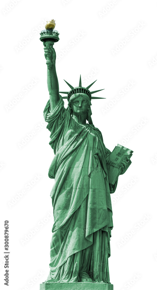 The Statue of Liberty isolated on white background. Manhattan. United ...