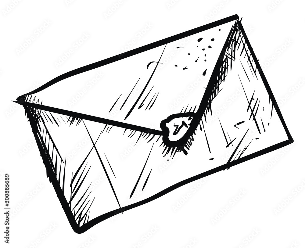 Envelope drawing, illustration, vector on white background. Stock ...