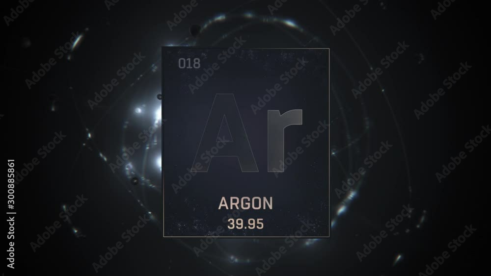 Argon as Element 18 of the Periodic Table. Seamlessly looping 3D ...