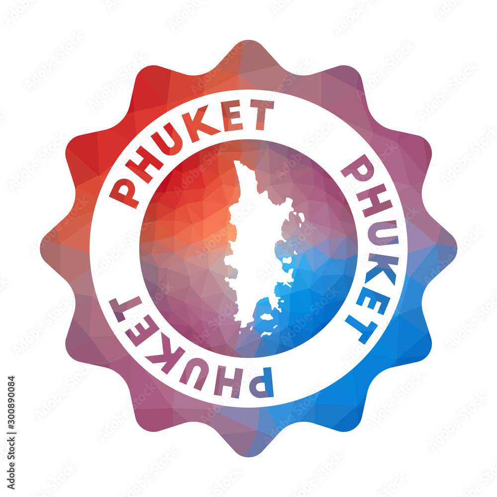 Phuket low poly logo. Colorful gradient travel logo of the island in ...