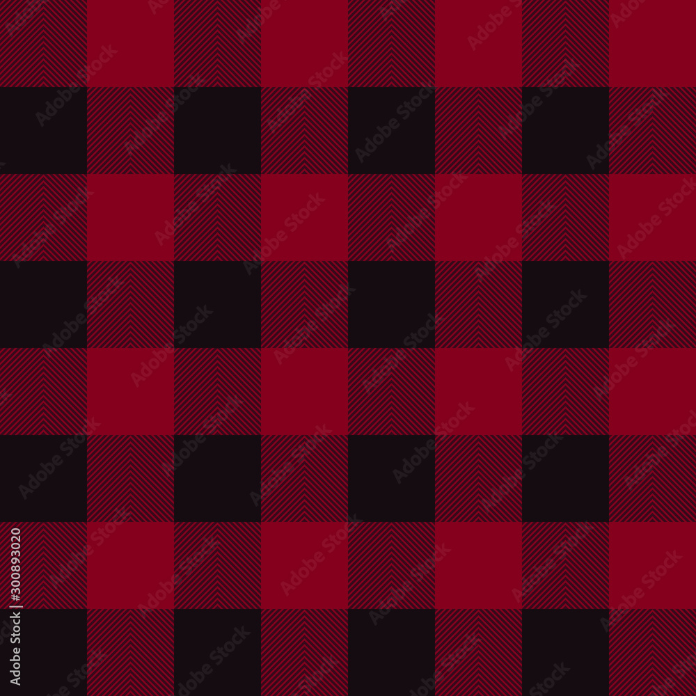 Vector Red and Black Buffalo Check Plaid Seamless Pattern illustration ...