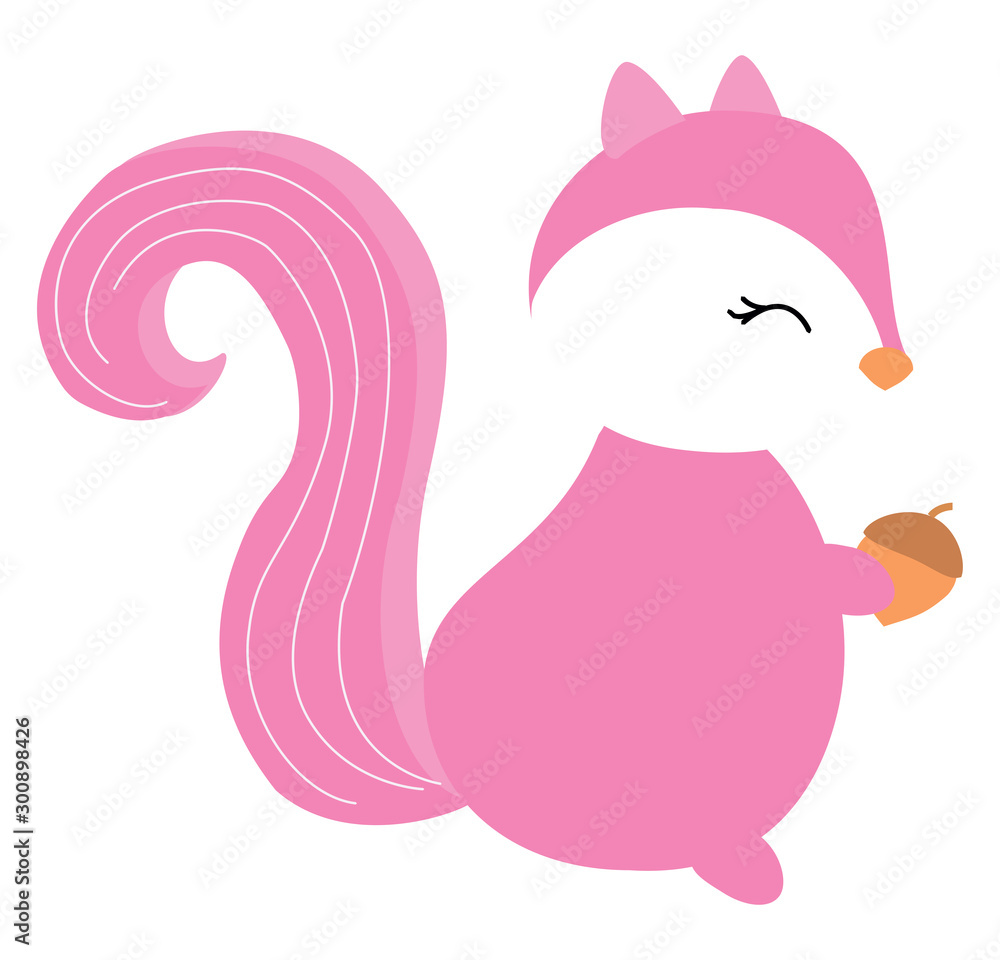 Pink squirrel, illustration, vector on white background. Stock Vector ...