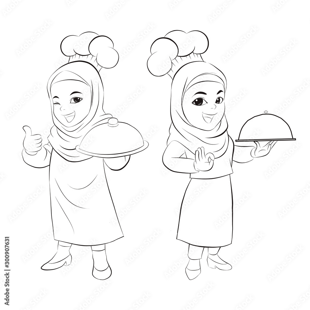 Woman Muslim Chef, Chef mascot. vector illustration isolated cartoon ...