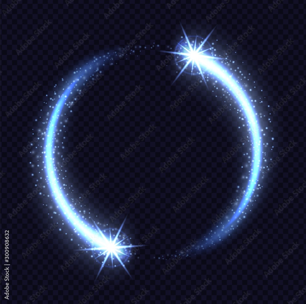 Magic blue circle light effect isolated on transparent background ...