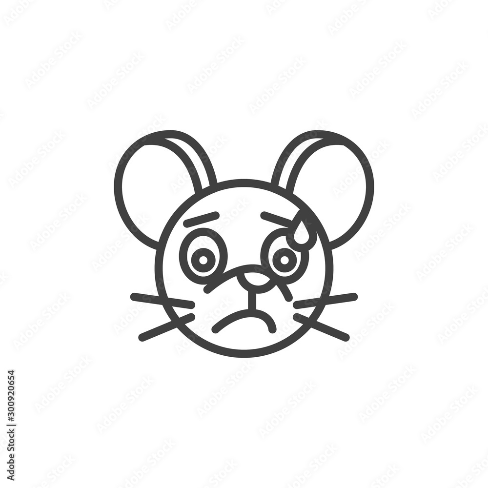 Stressed rat emoticon line icon. linear style sign for mobile concept ...