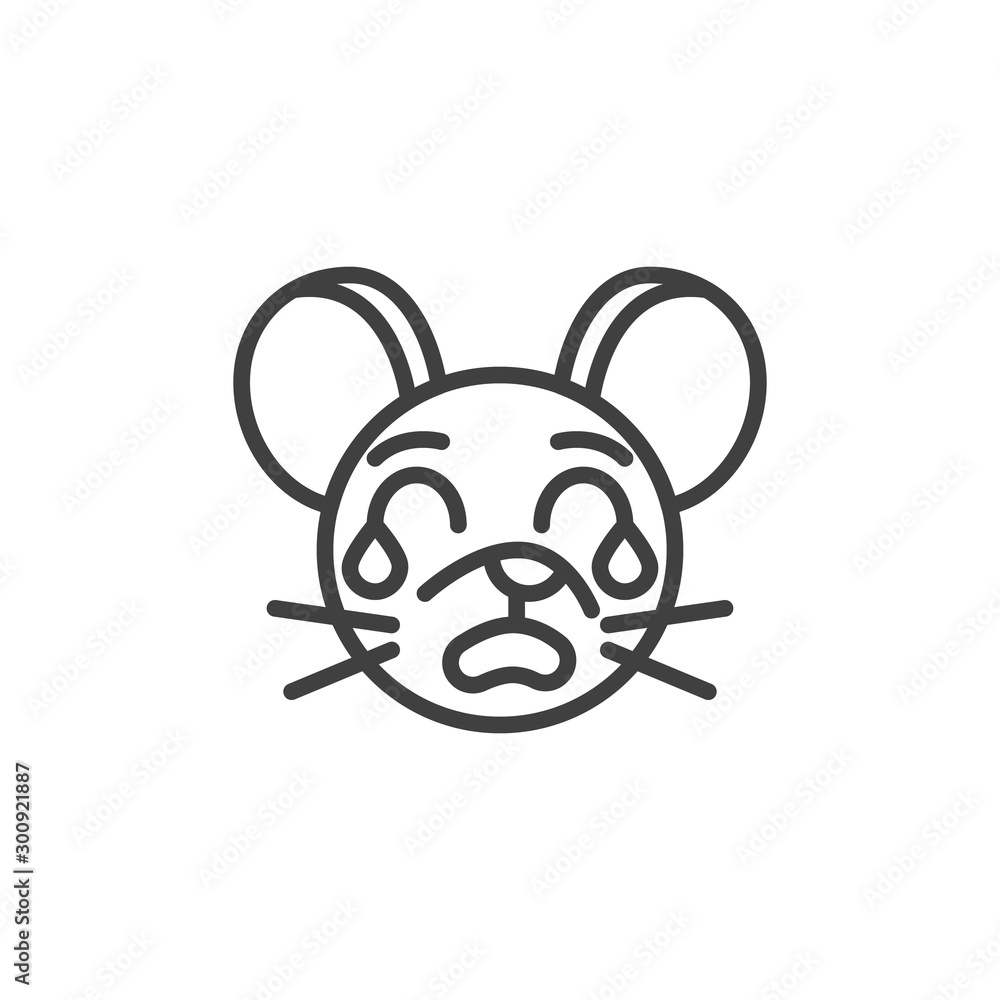 Loudly crying rat emoticon line icon. linear style sign for mobile ...