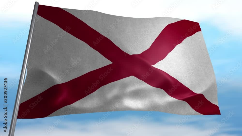 Seamless looping animated flag of Alabama blowing in the wind in 4K ...