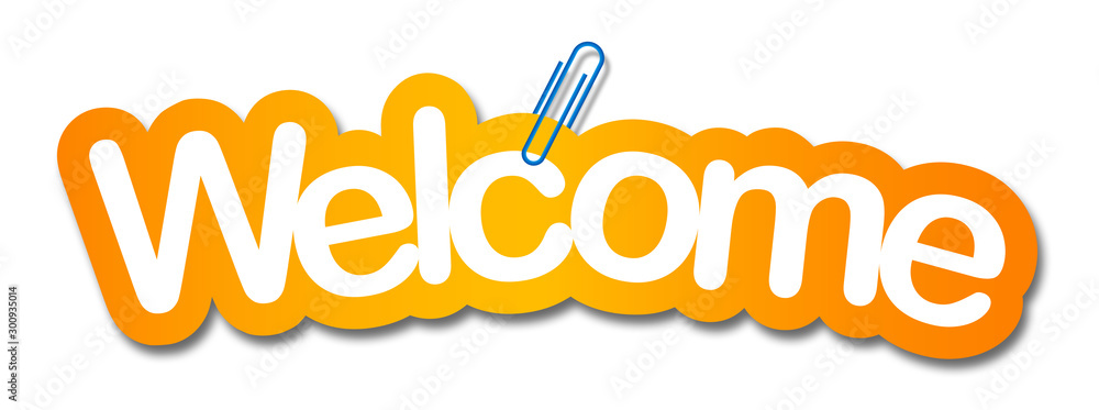 welcome label in white background and paper clip Stock Illustration ...