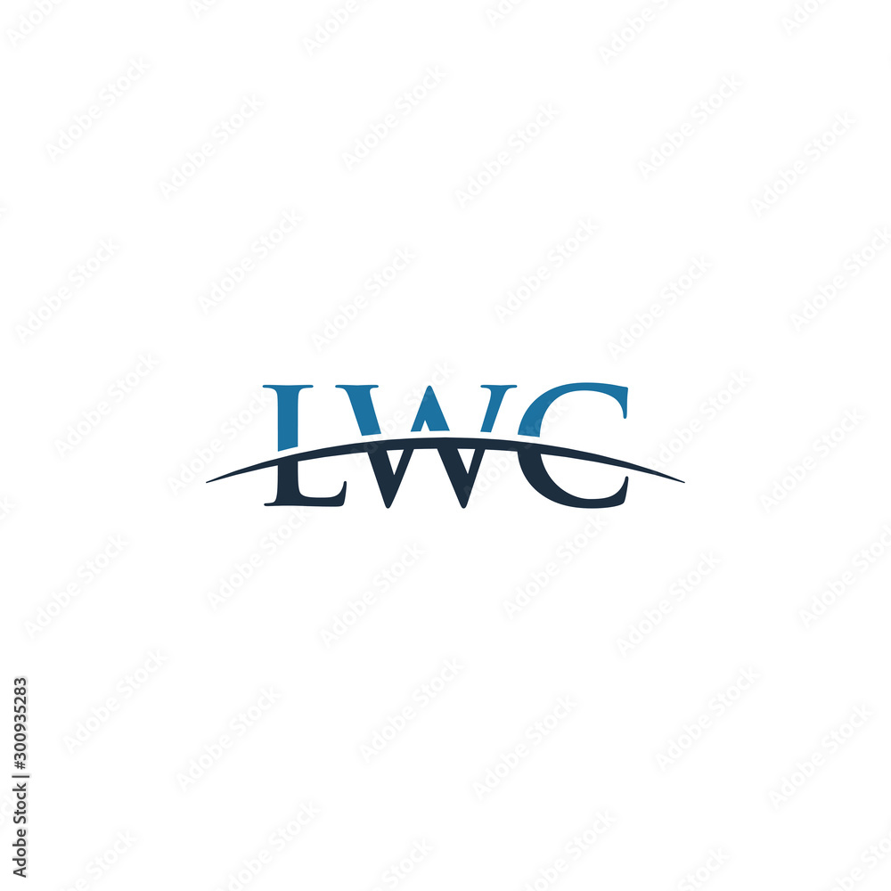 Initial letter LWC, overlapping movement swoosh horizon logo company ...