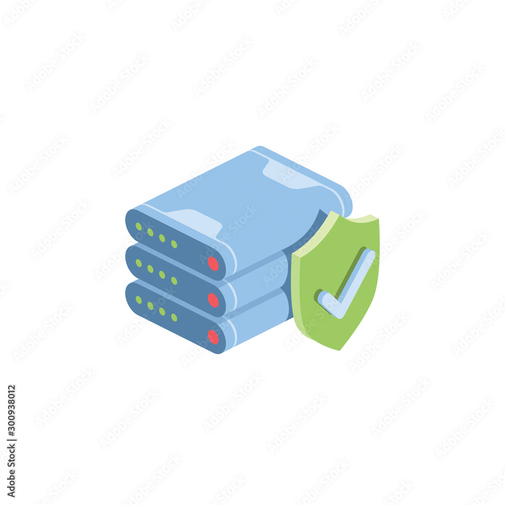 Server vault security shield. Vector 3d isometric, color web icon, new ...