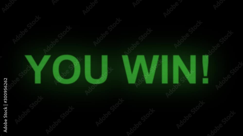 You win retro green computer screen text typing animation on black ...