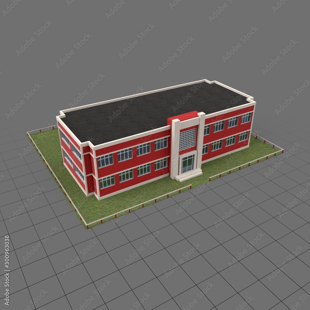School building Stock 3D asset | Adobe Stock
